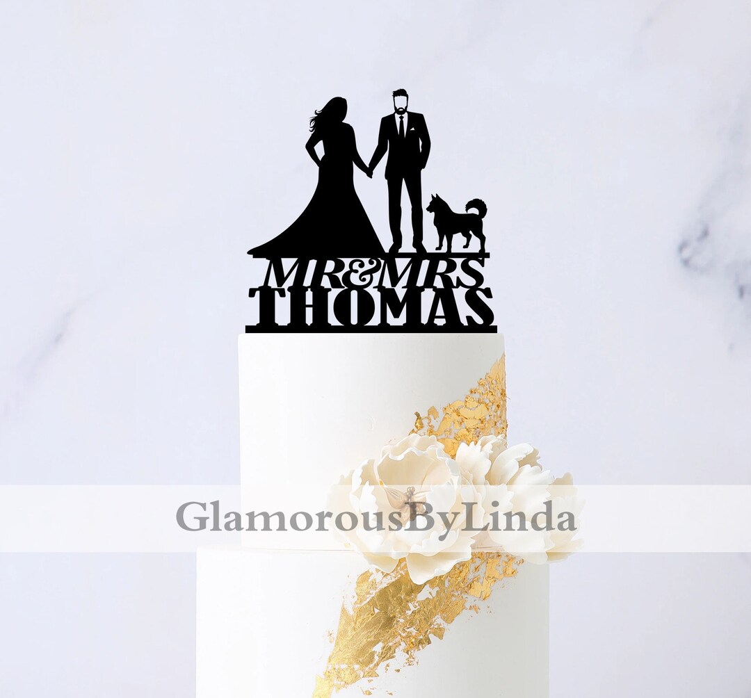 Groom With Mustache Wedding Cake Topper - Bride and Groom With Beard ...