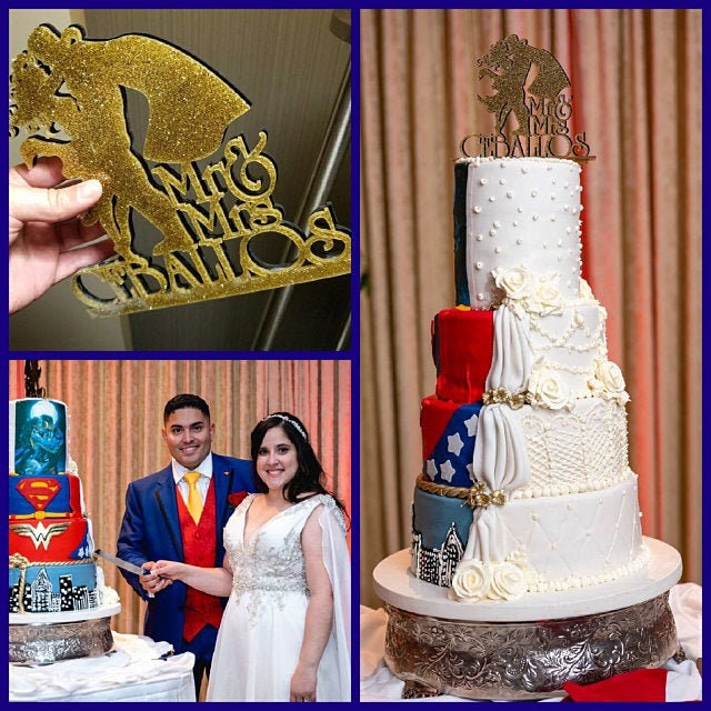 Arm Wrestling Cake Topper, Custom Mr & Mrs Cake Topper, Last Name Cake ...