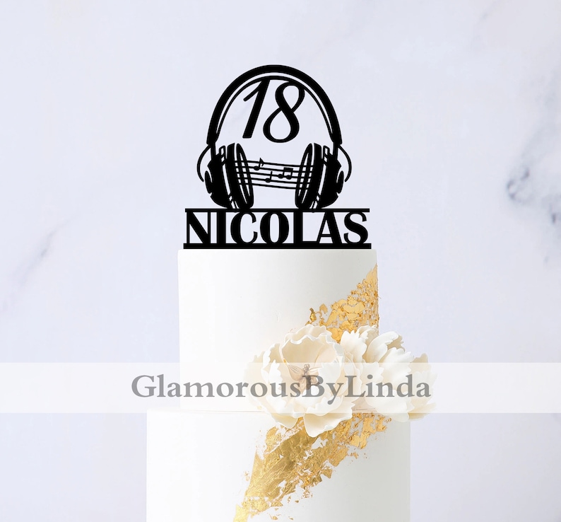 Headphones Birthday Cake Topper Music Cake Topper Custom - Etsy