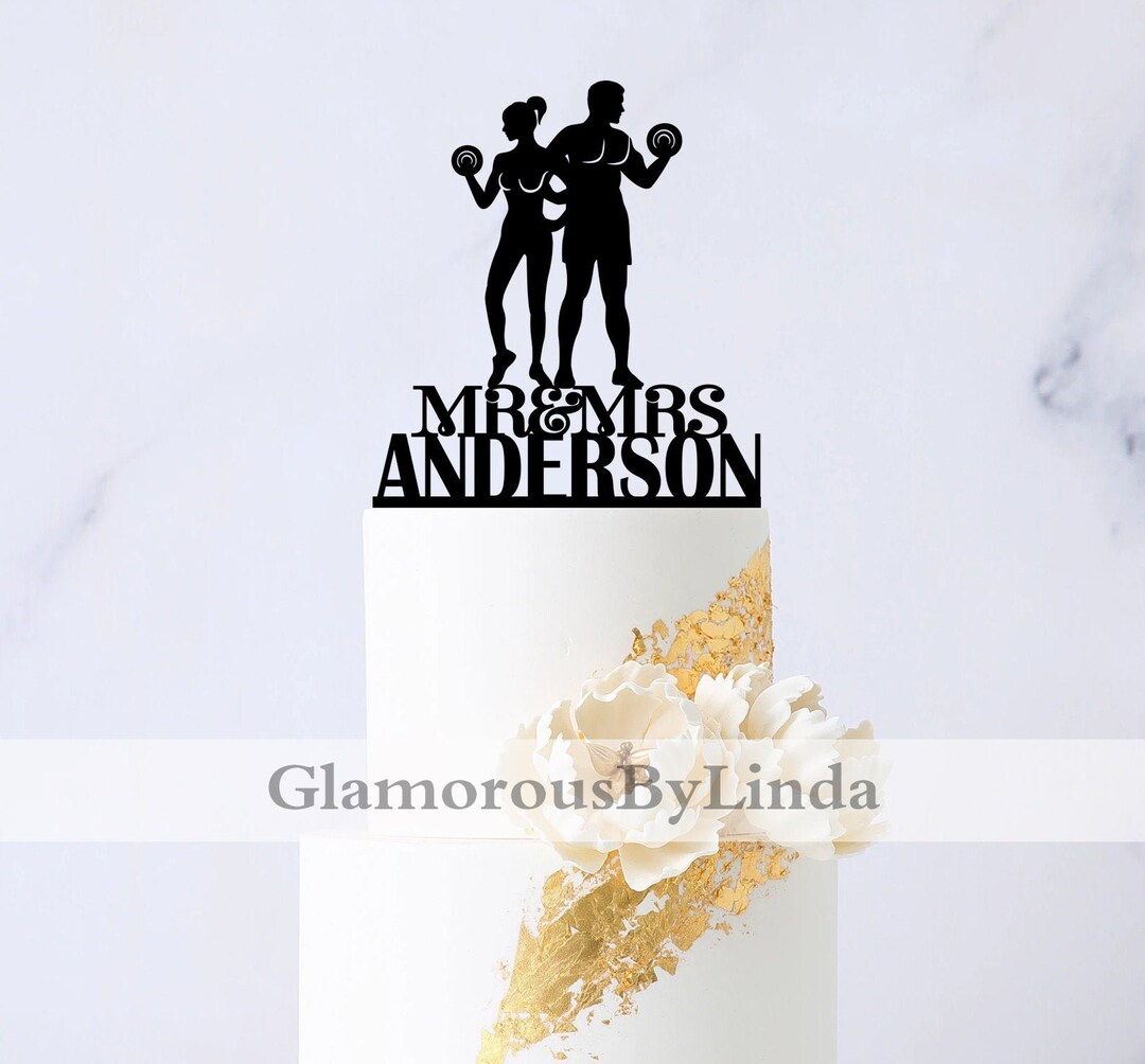 Fitness Wedding Cake Topper - Custom Gym Training Cake Topper With ...