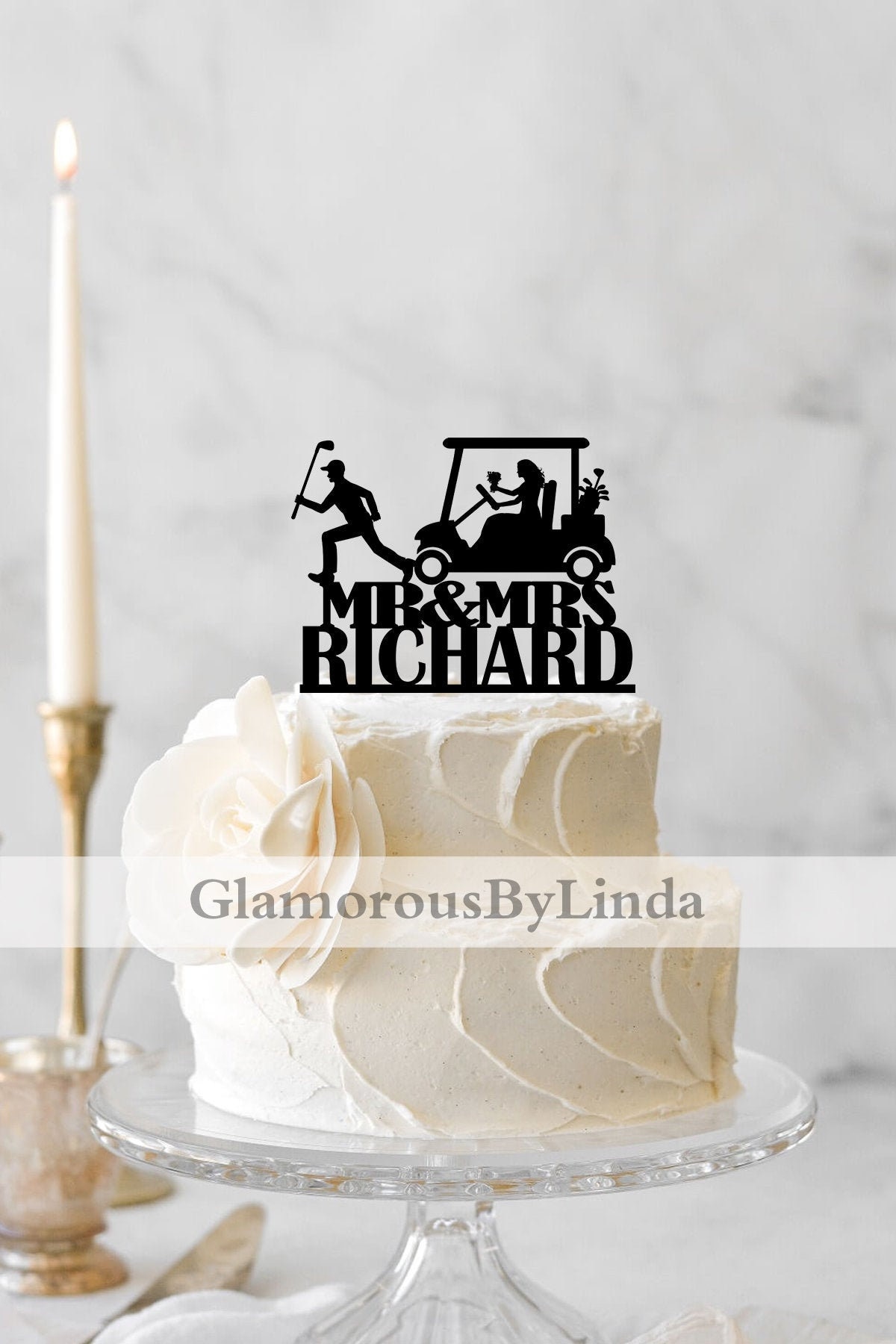 Golf Wedding Cake Topper Golf Cart Cake Topper Bride and - Etsy