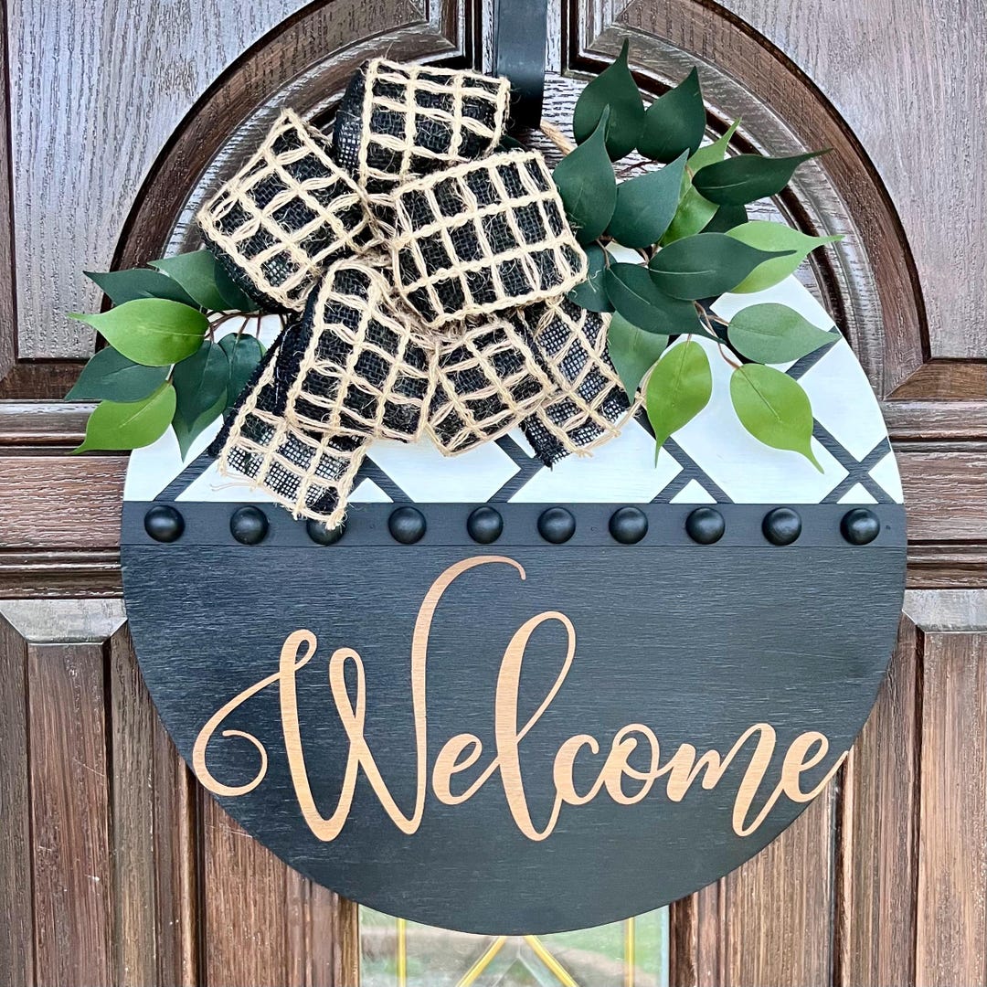 Welcome Wood Round Sign - Etsy