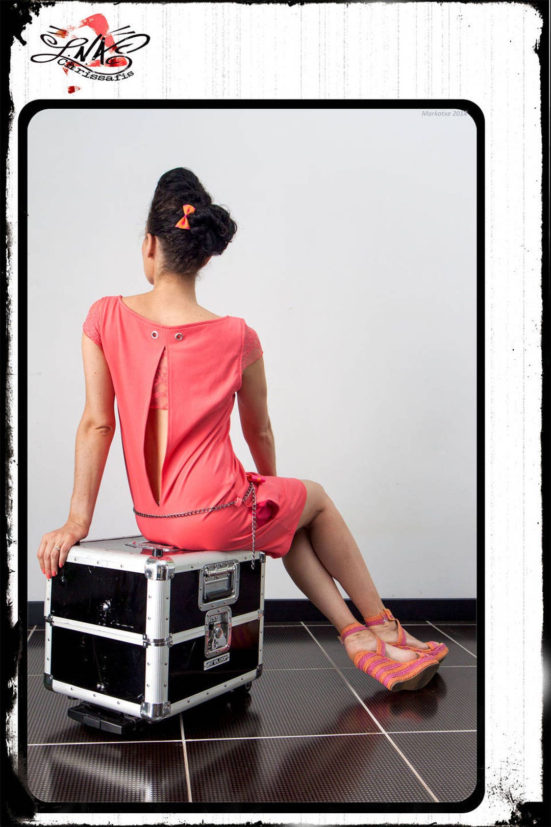 Short Backless Dress for Women, Coral Summer Dress in Mesh and Lace ...