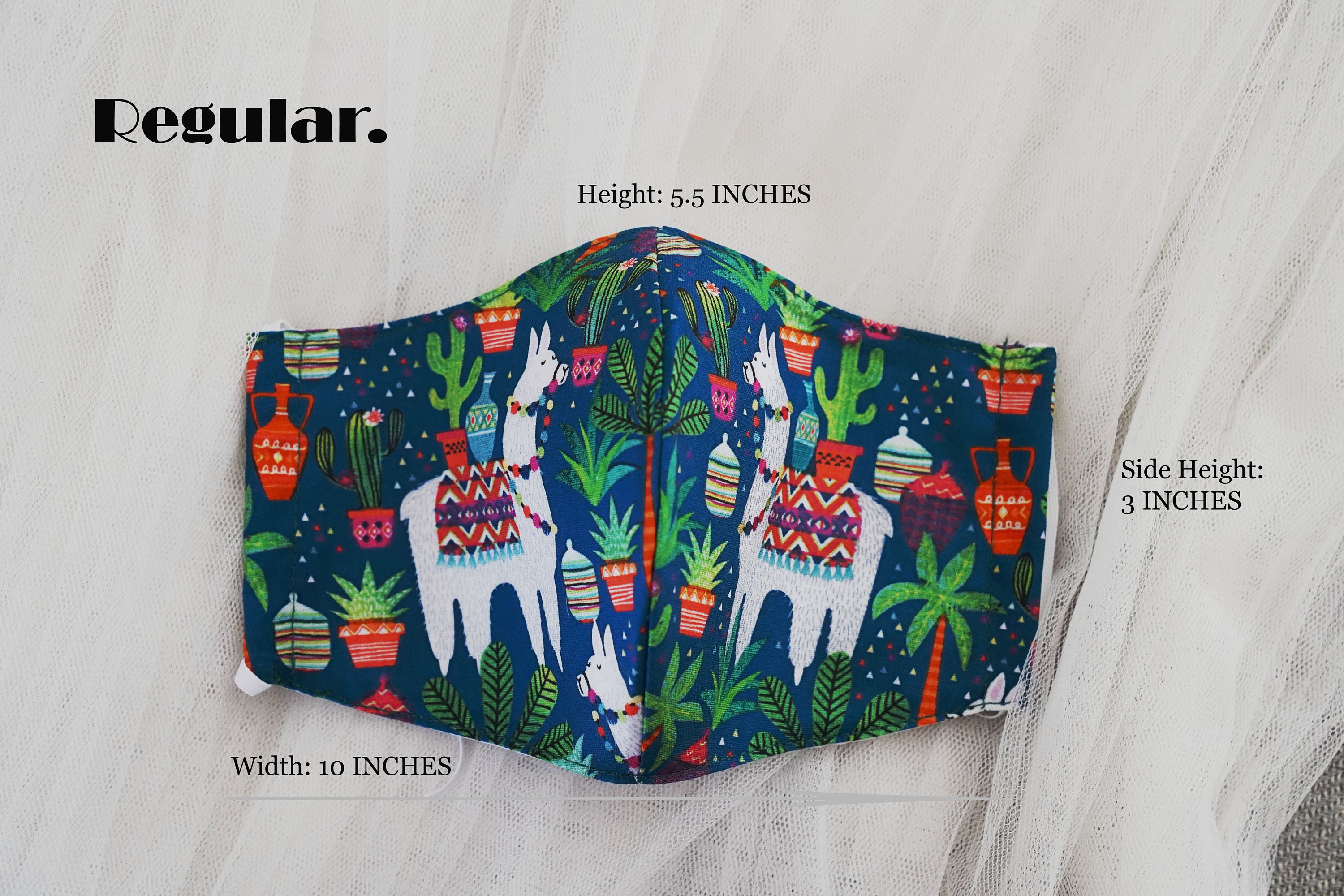Llama Alpaca Fabric Face Mask With Filter, 3 Layers, Washable Mask ...