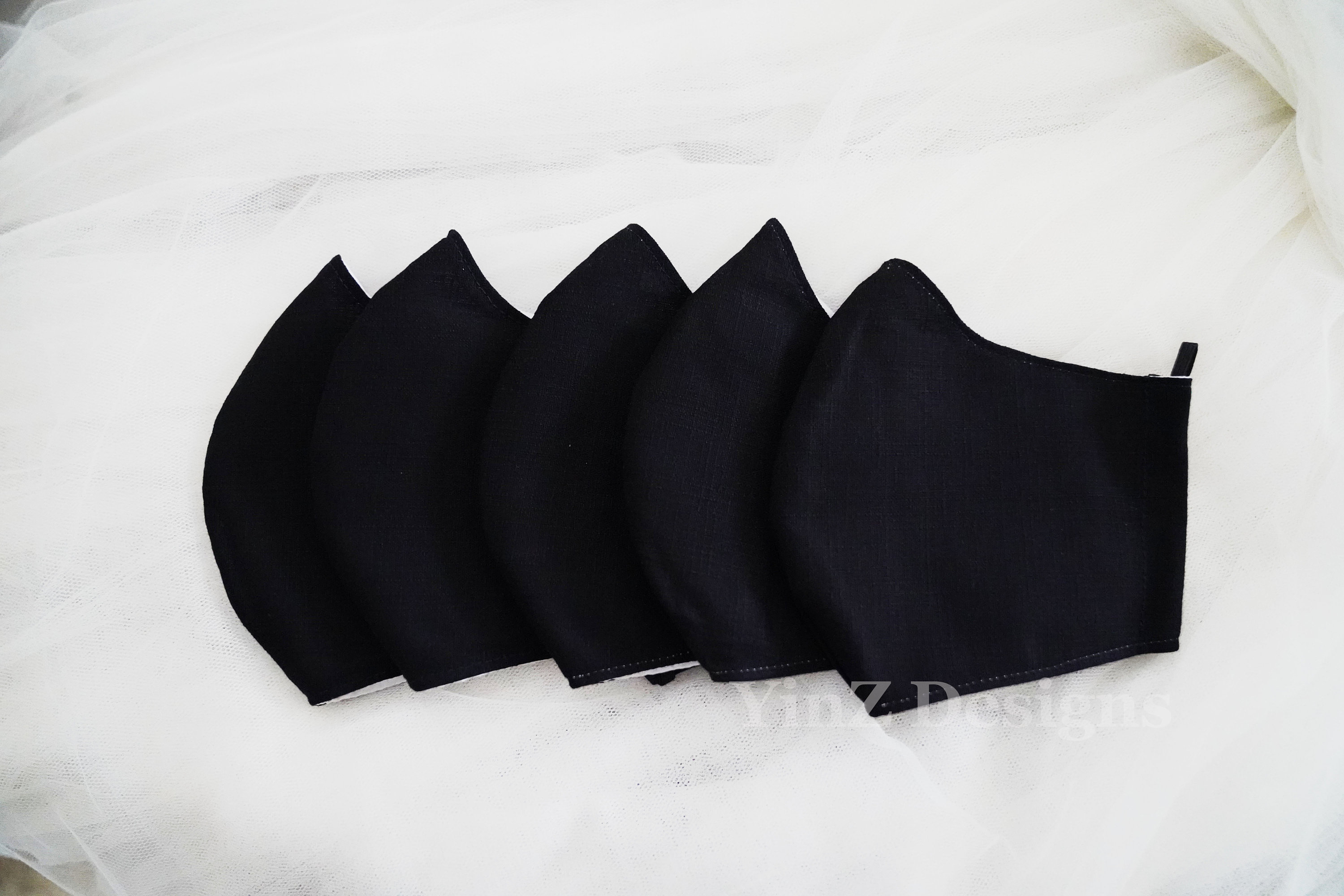 Formal Solid Black Suit Fabric Face mask with filter, 3 layers ...