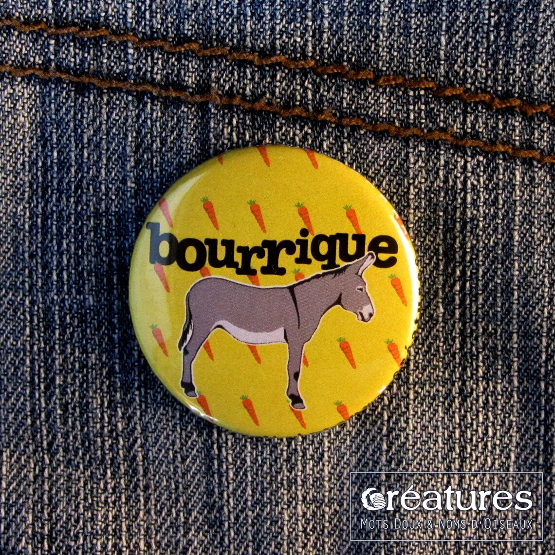 Bourrique Badge-38mm-grey Donkey and Carrots - Etsy