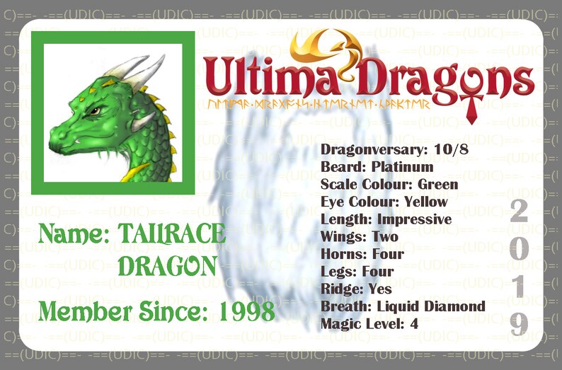 Ultima Dragons ID Card - Etsy