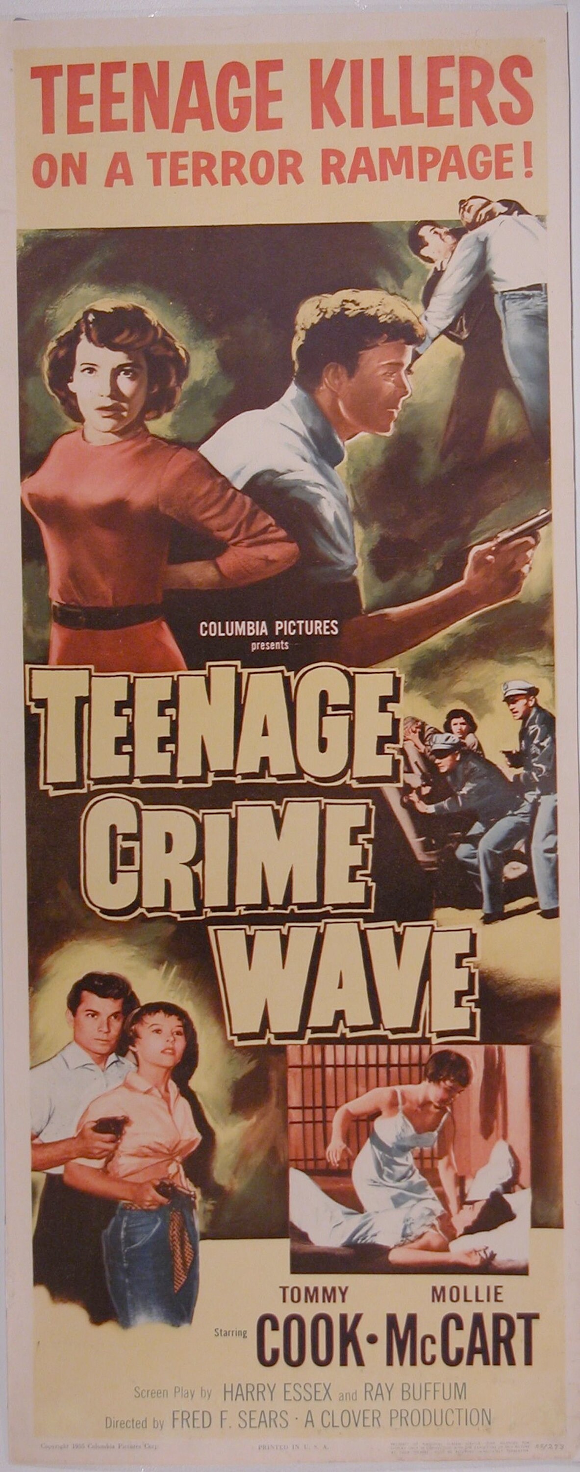 Original, Vintage 1955 US Insert Movie Poster for Teenage Crime Wave ...