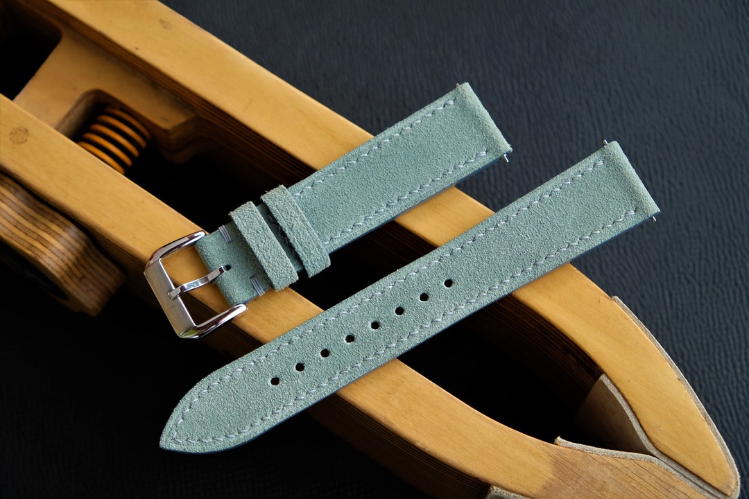 Suede Watch Band, Pastel Blue Watch Band, Vintage Watch Band, Custom ...