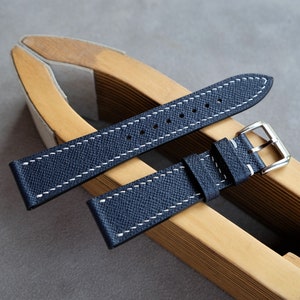 Taiga Leather Watch Strap, Dark Blue Watch Strap, Vintage Watch Strap ...