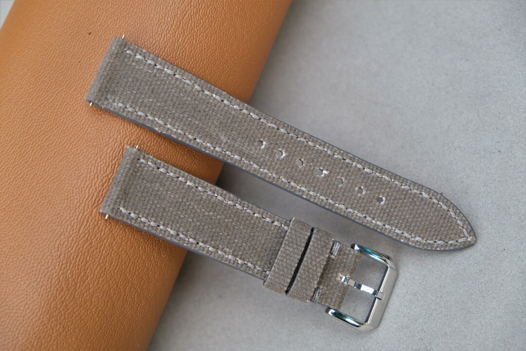 Canvas Watch Strap, Gray Watch Strap, Custom Watch Strap, Vintage Watch ...