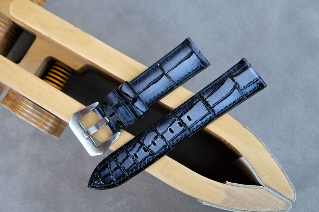 Gray leather watch strap, vintage watch strap, custom watch strap ...