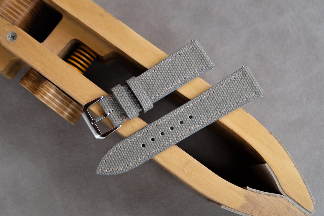 Canvas Watch Band, Gray Watch Band, Vintage Watch Band, Handmade Watch ...