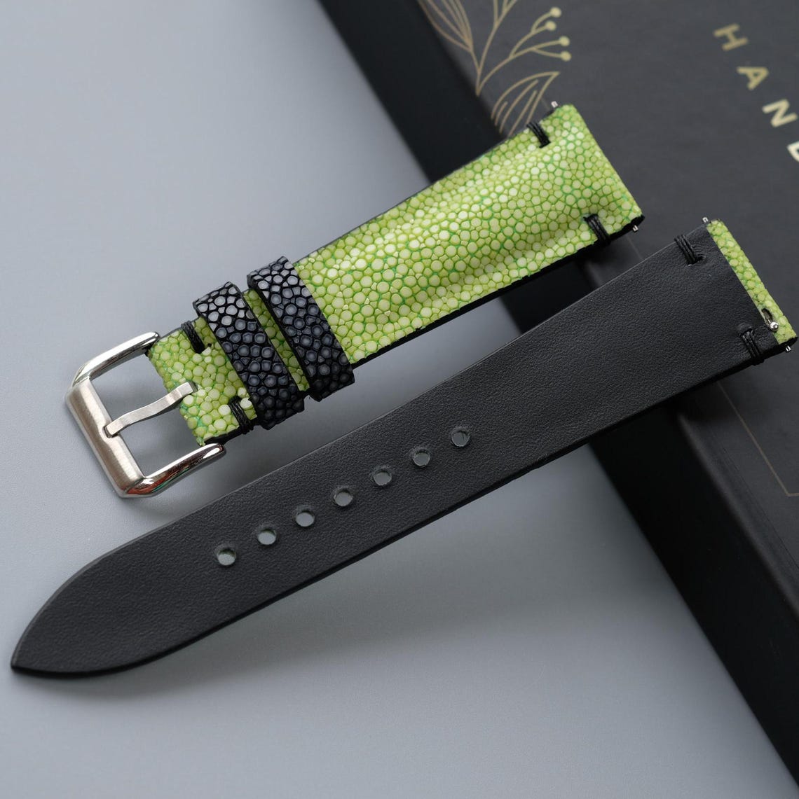 Green Stingray Leather Watch Strap, Handmade Custom Band - Etsy