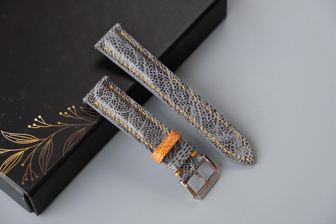 Gray Ostrich Leather Watch Strap: Custom Handmade Band - Etsy