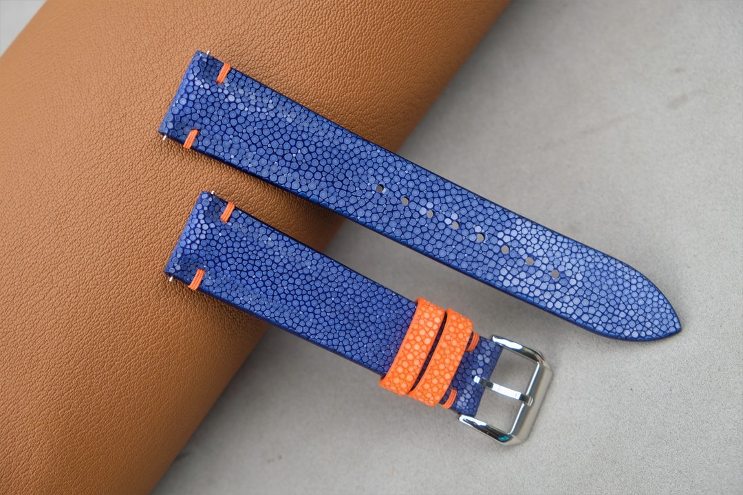 Blue Stingray Leather Watch Band: Handmade Strap (16mm-26mm) - Etsy
