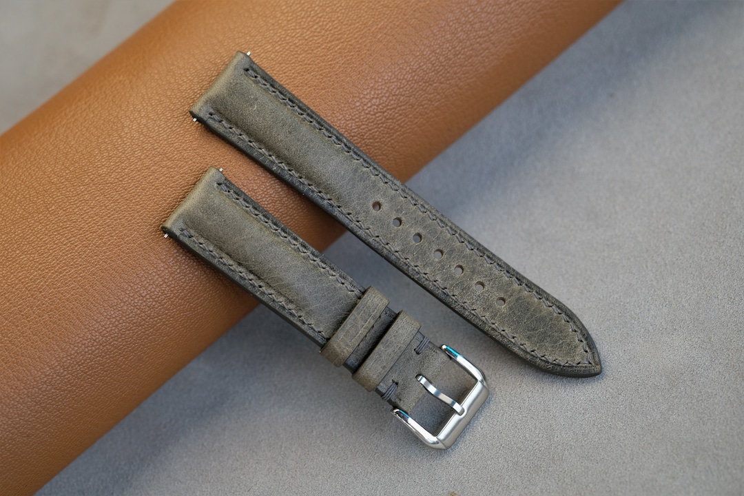 Badalassi Waxy Leather Watch Strap, Gray Watch Strap, 26mm 24mm 23mm ...