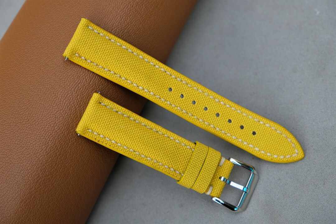 Fabric Watch Strap, Yellow Watch Strap, Custom Watch Strap, Handmade ...