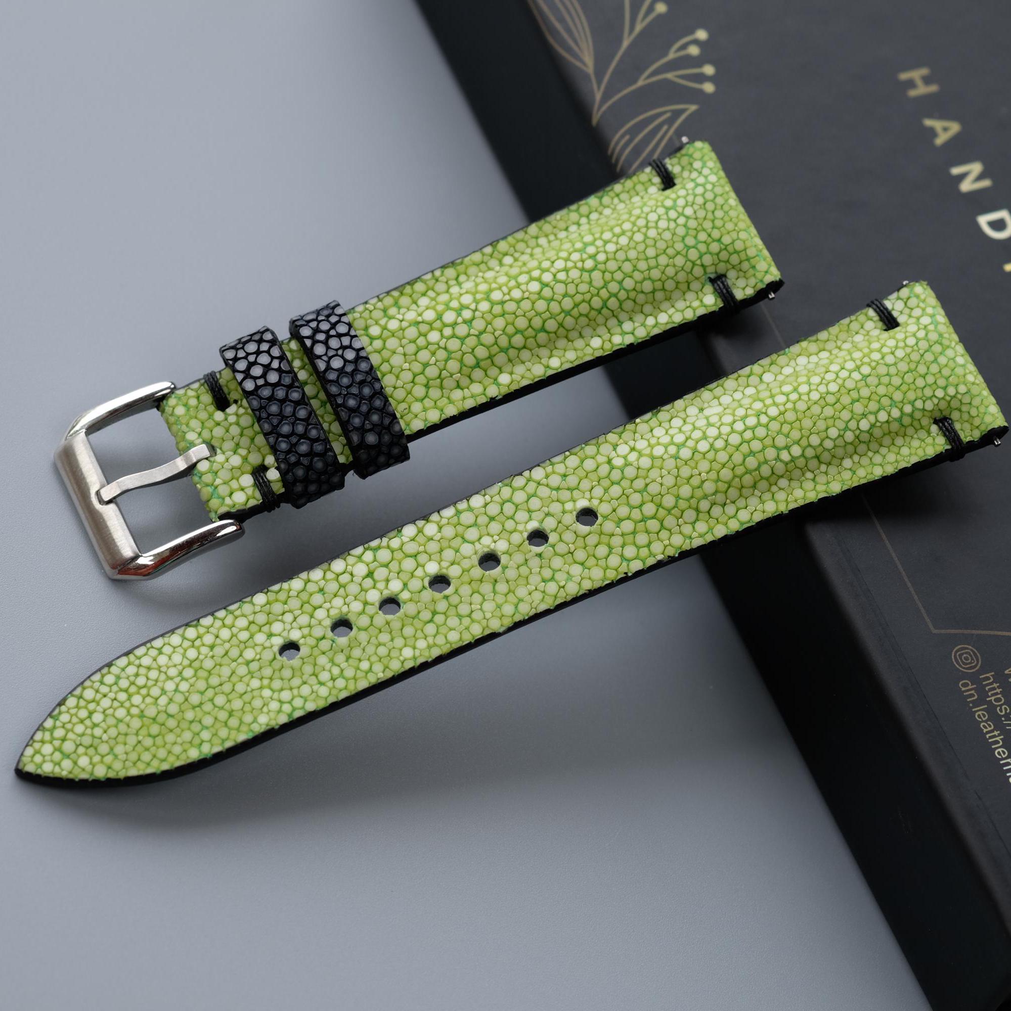 Green Stingray Leather Watch Strap, Handmade Custom Band - Etsy