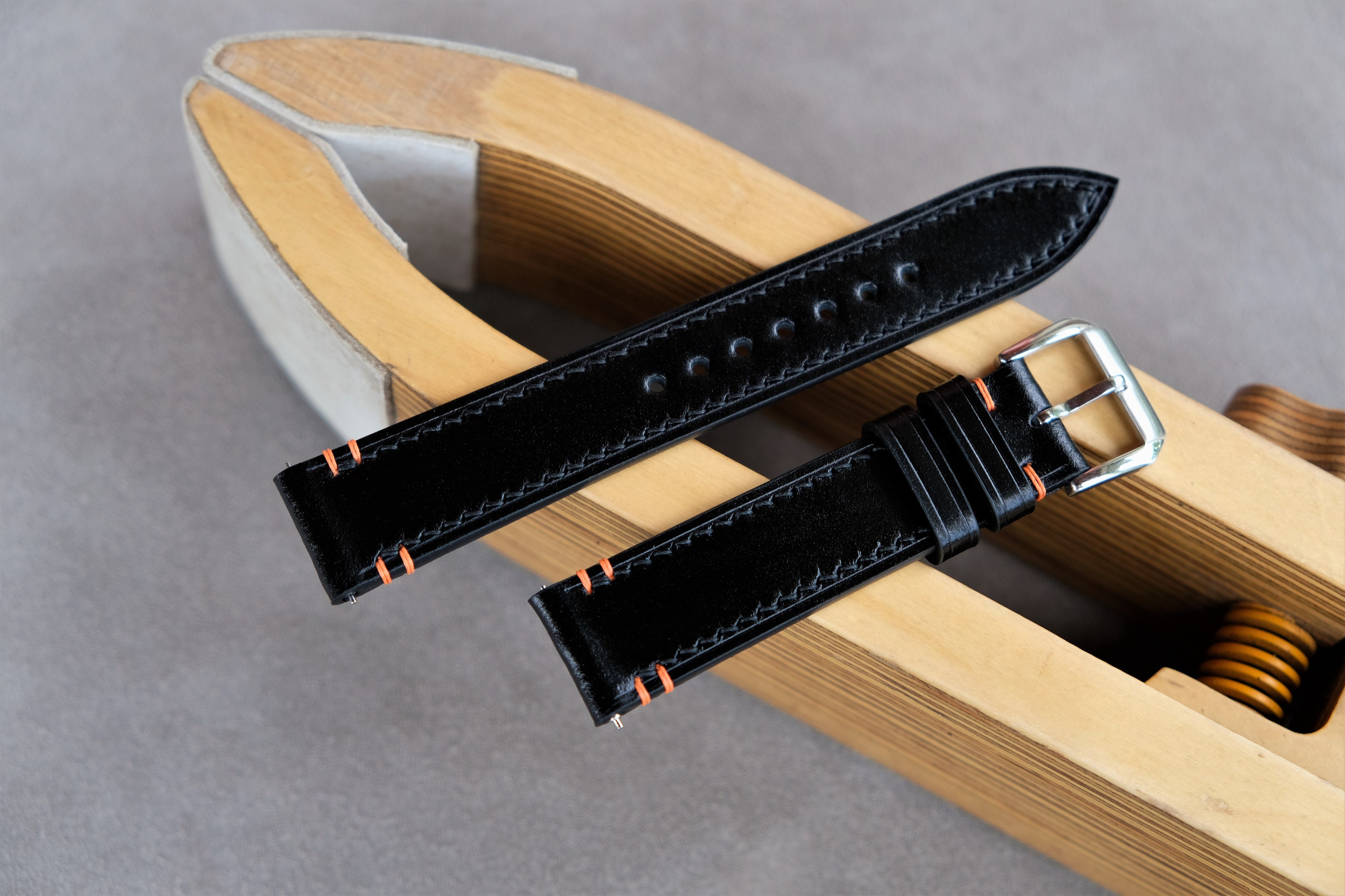 Shell Cordovan Leather Strap Black Watch Band Vintage Watch - Etsy