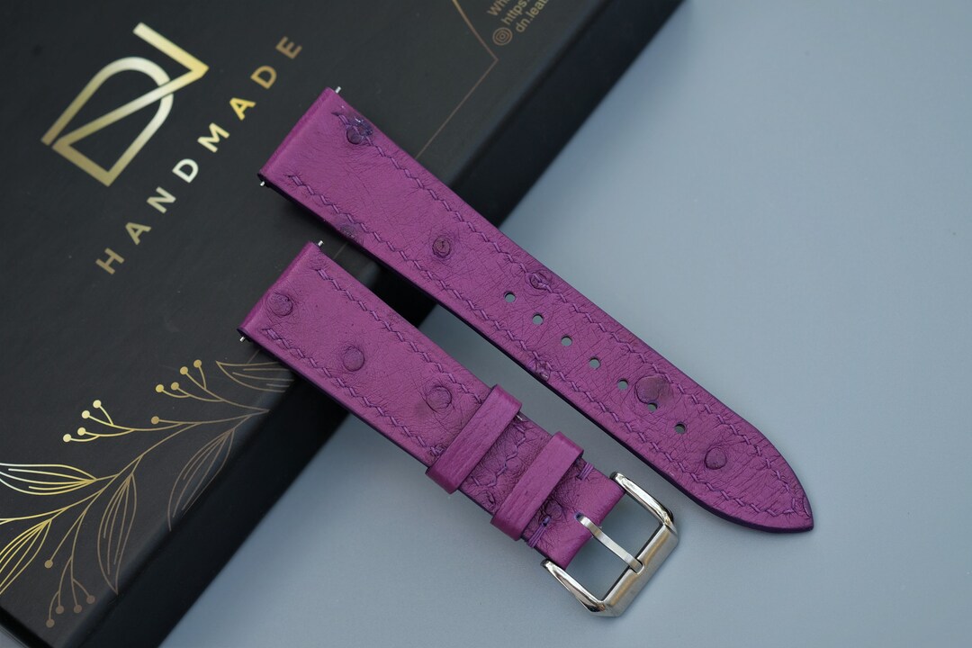 Violet Ostrich Leather Watch Strap - Handmade Custom Band - Etsy