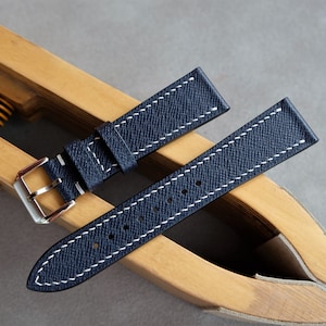 Taiga Leather Watch Strap, Dark Blue Watch Strap, Vintage Watch Strap ...