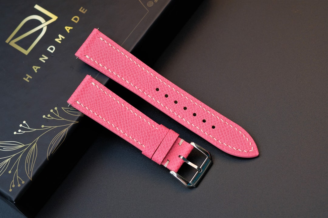Light Pink Epsom Leather Watch Strap: Handmade Custom Band - Etsy