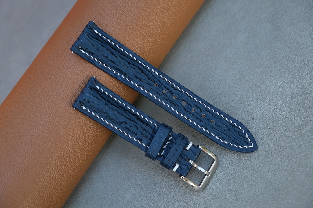 Shark Watch Strap, Dark Blue Watch Strap, Handmade Watch Strap, Custom ...