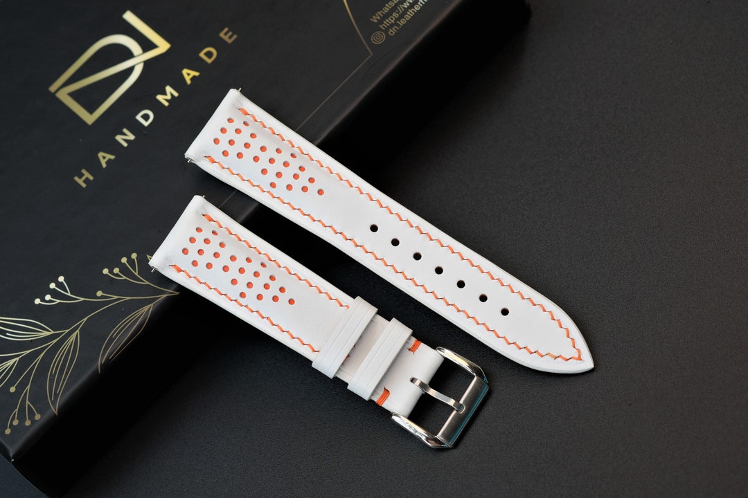 White Rally Watch Strap, Handmade Watch Strap, Custom Watch Strap ...