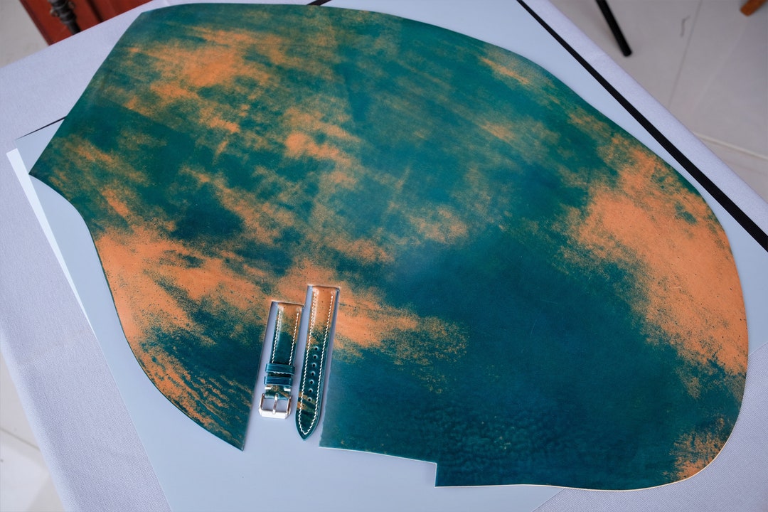 MARBLED TURQUOISE Rocado Shell Cordovan Watch Strap, Custom Watch Strap ...