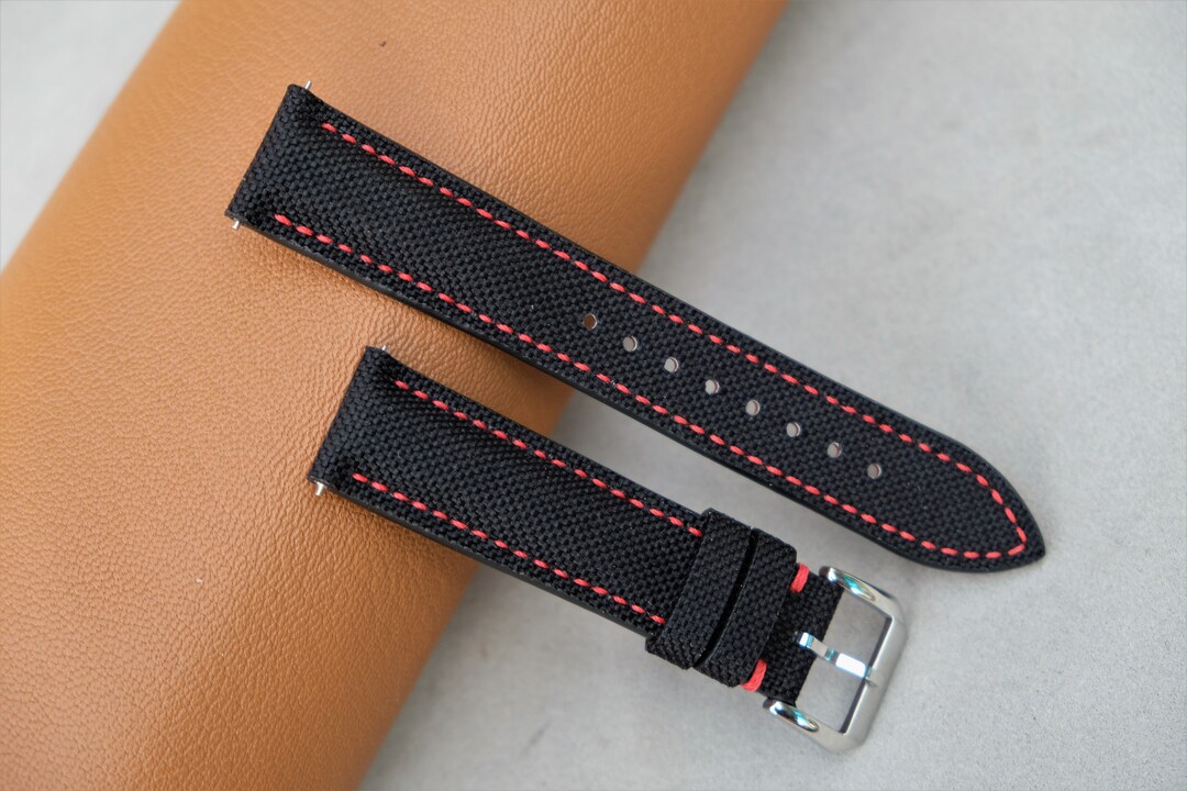 Fabric Watch Strap, Black Watch Strap, Custom Watch Strap, Handmade ...