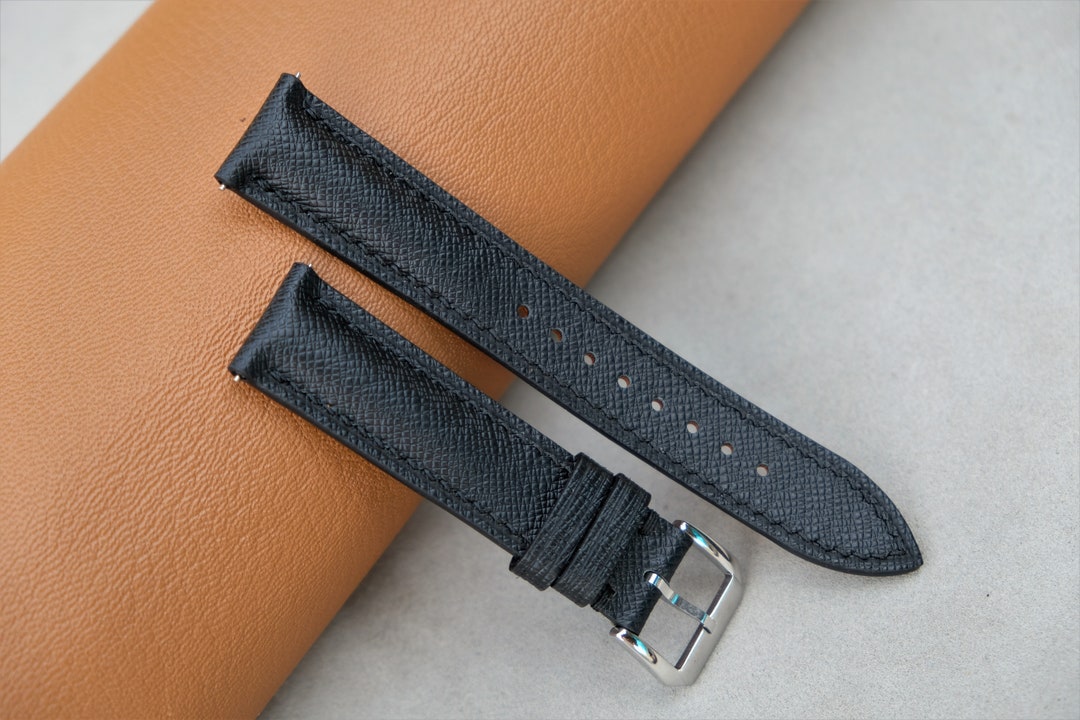 Taiga Leather Watch Band, Black Watch Band, Handmade Watch Band ...