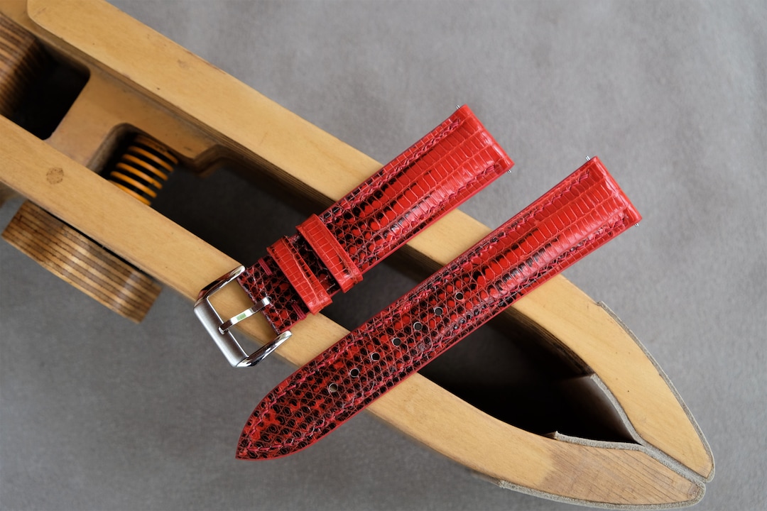 Lizard Watch Strap, Red Watch Strap, Custom Watch Strap, 26mm 25mm 24mm ...