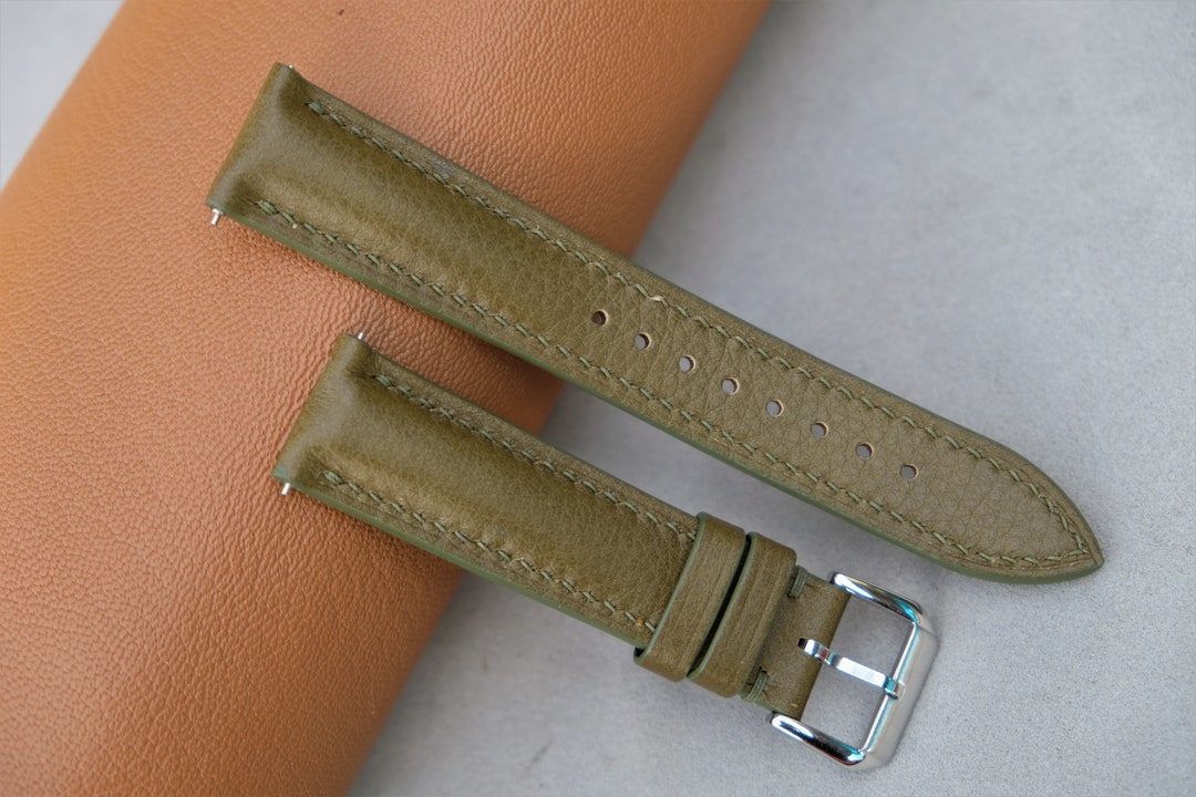 Olive Green Watch Strap, Custom Watch Strap, Handmade Watch Strap ...