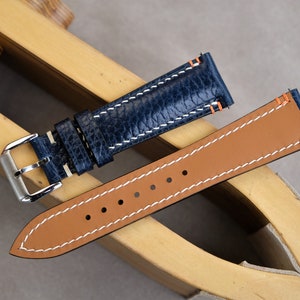 Handmade Dollaro Leather Watch Band: Dark Blue, Custom Sizes - Etsy