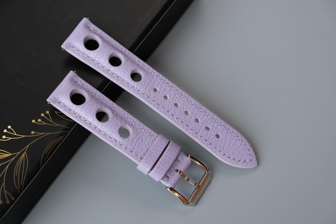 Lavender Purple Leather Watch Strap: Handmade Alran Chevre, Custom Size ...