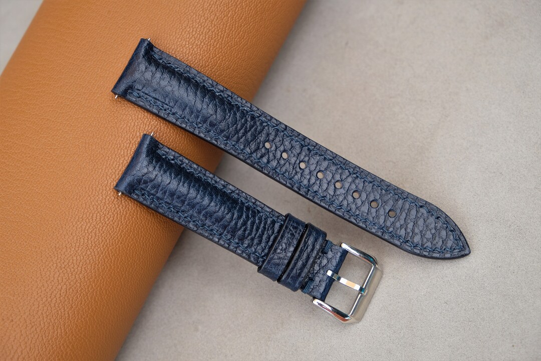 Dollaro Leather Watch Strap, Dark Blue Watch Strap, Vintage Watch Strap ...