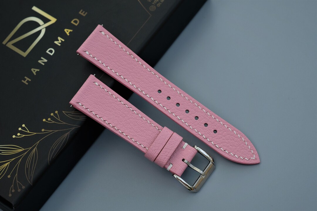 Alran Chevre Leather Watch Strap, Light Pink Watch Strap, Custom Watch ...