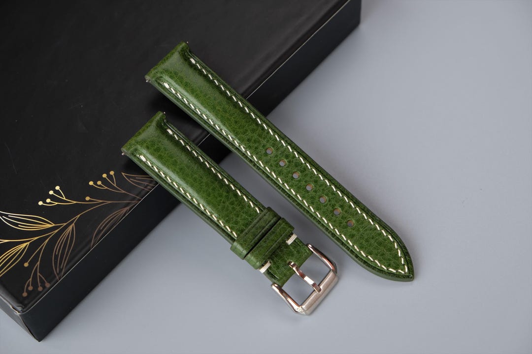 MBOX LUX Leather Watch Strap, Green Watch Strap, Handmade Watch Strap ...