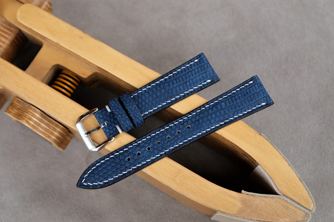NUBUCK Lizard Watch Band , Blue Watch Band, Vintage Watch Strap, 26mm ...