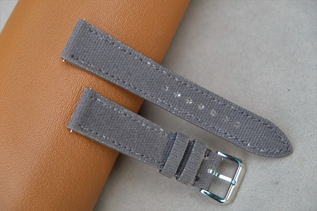 Canvas Watch Strap, Dark Gray Watch Strap, Custom Watch Strap, Handmade ...