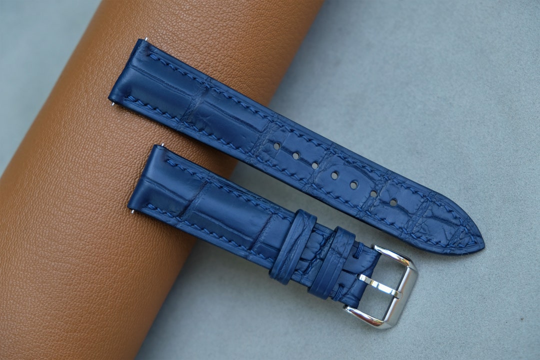 Dark Blue Watch Strap, Vintage Watch Strap, Handmade Watch Strap, 26mm ...
