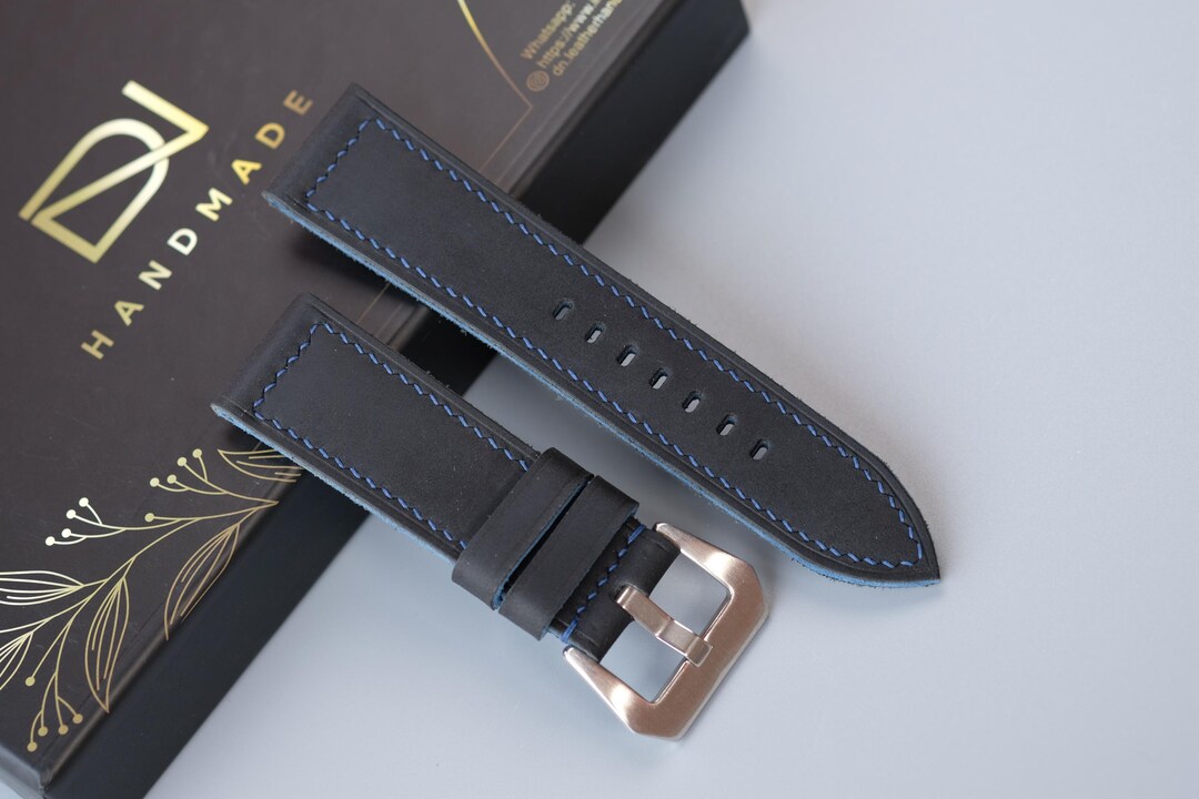 Black Waxed Cowhide Leather Watch Strap – Handmade Strap - Etsy