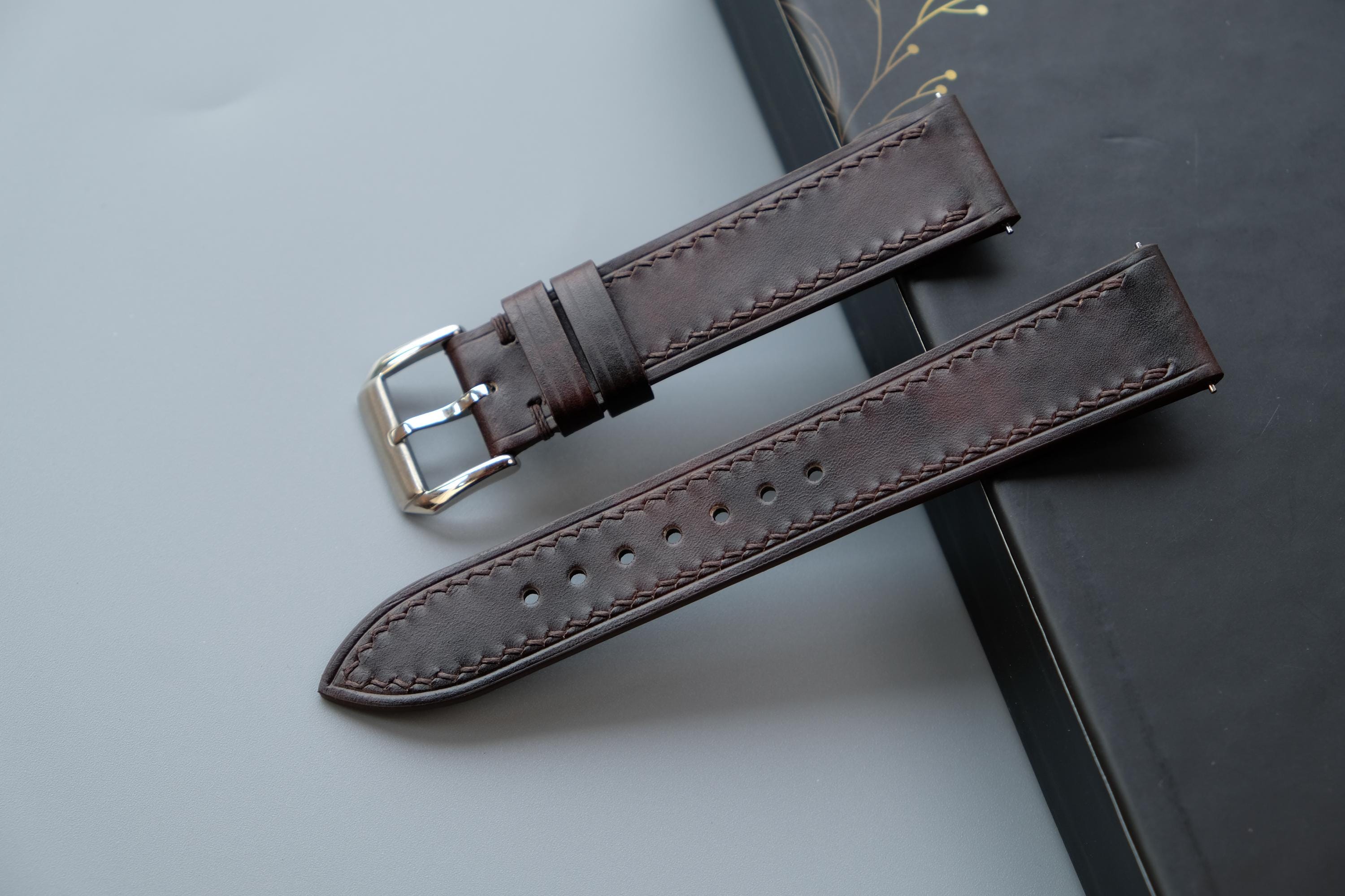 Museum Calf Leather Watch Strap: Custom Handmade Band - Etsy