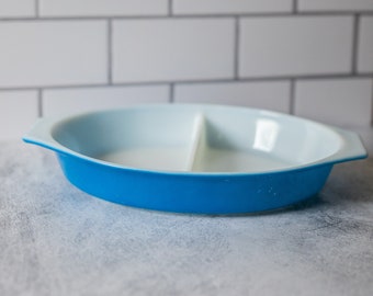 Vintage 1960s Rare Royal Blue Pyrex Divided Casserole Dish - Etsy