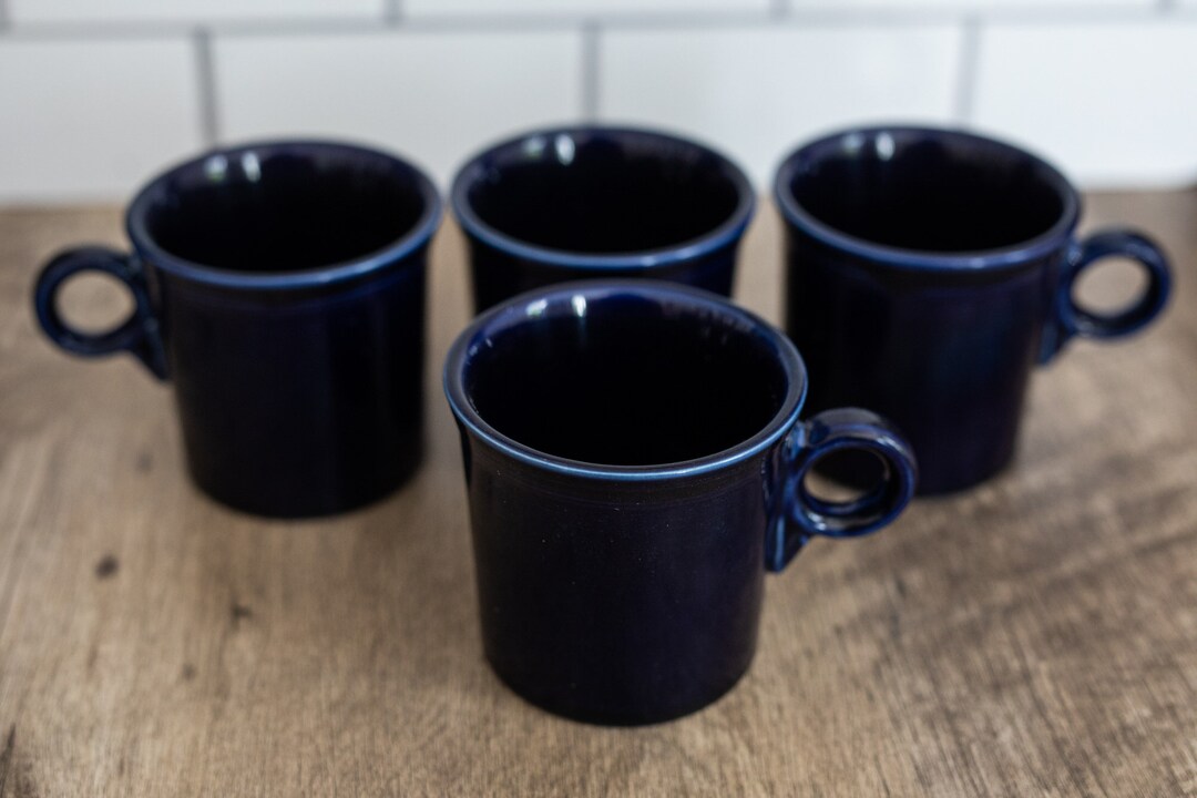 Vintage Fiestaware Fiesta Ware Ring Handle Coffee Tea Mugs set of 4 ...