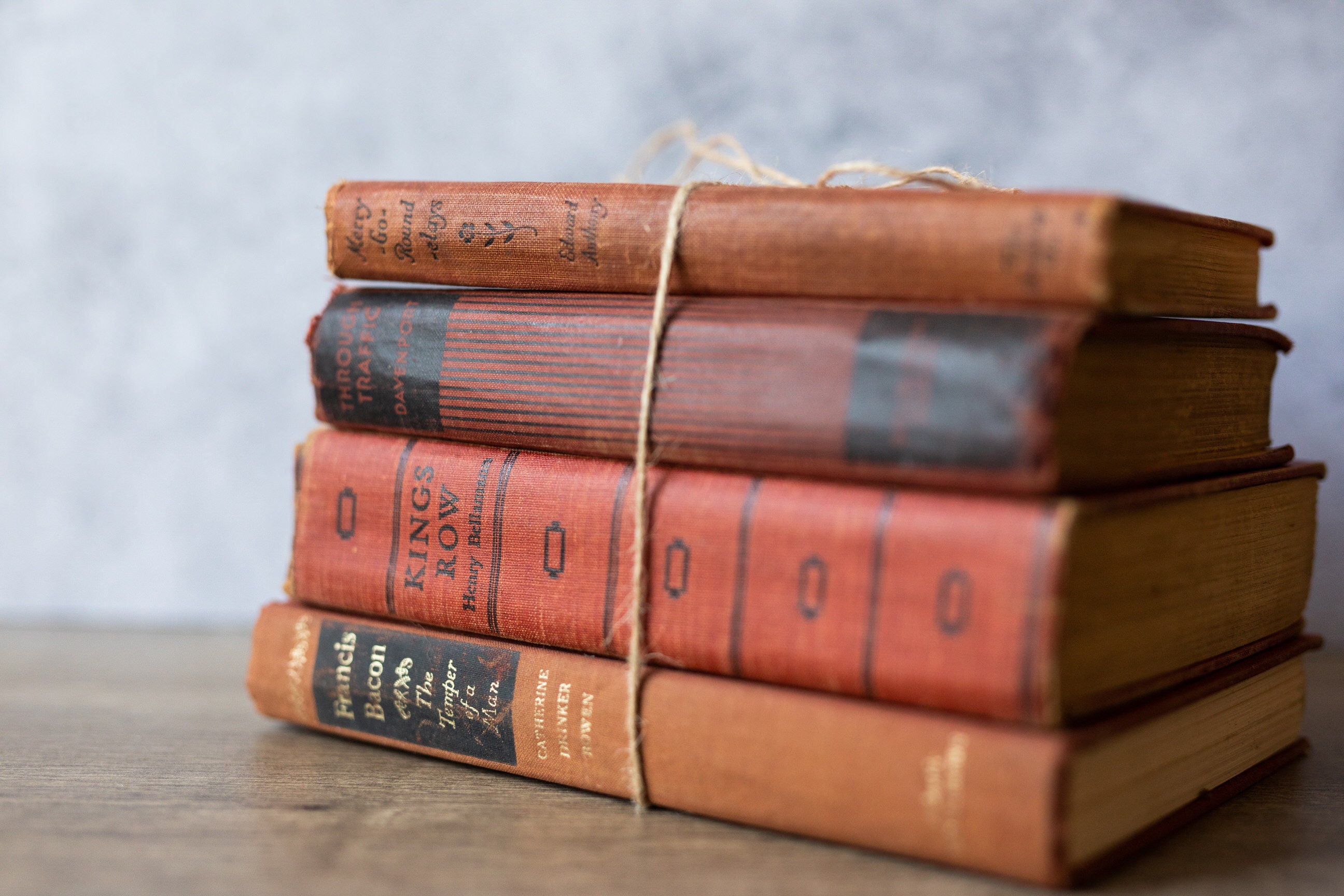 Vintage Antique Book Set Stack set of 4 Red Rustic Home - Etsy