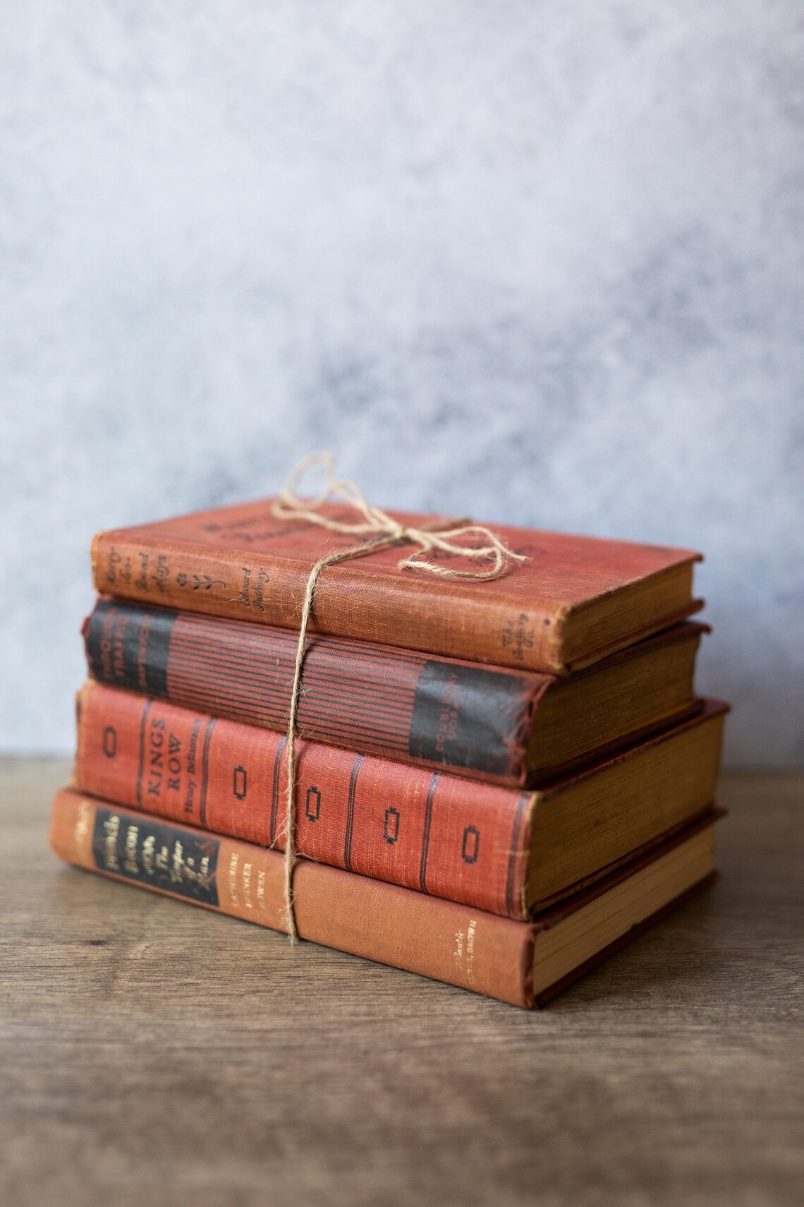Vintage Antique Book Set Stack set of 4 Red Rustic Home - Etsy