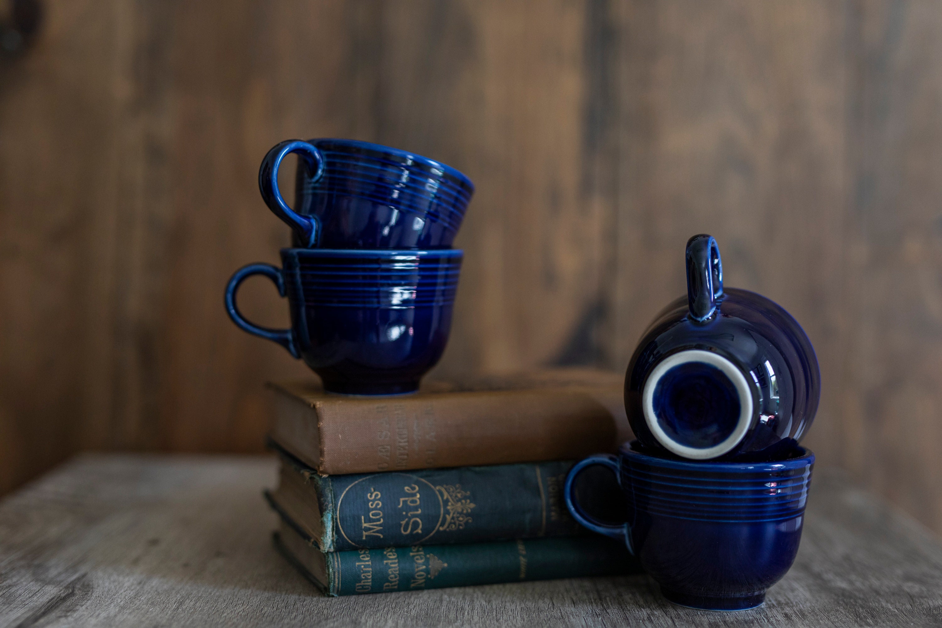 Vintage Fiestaware Fiesta Ware Coffee Tea Cups Mugs set of 4 Cobalt ...