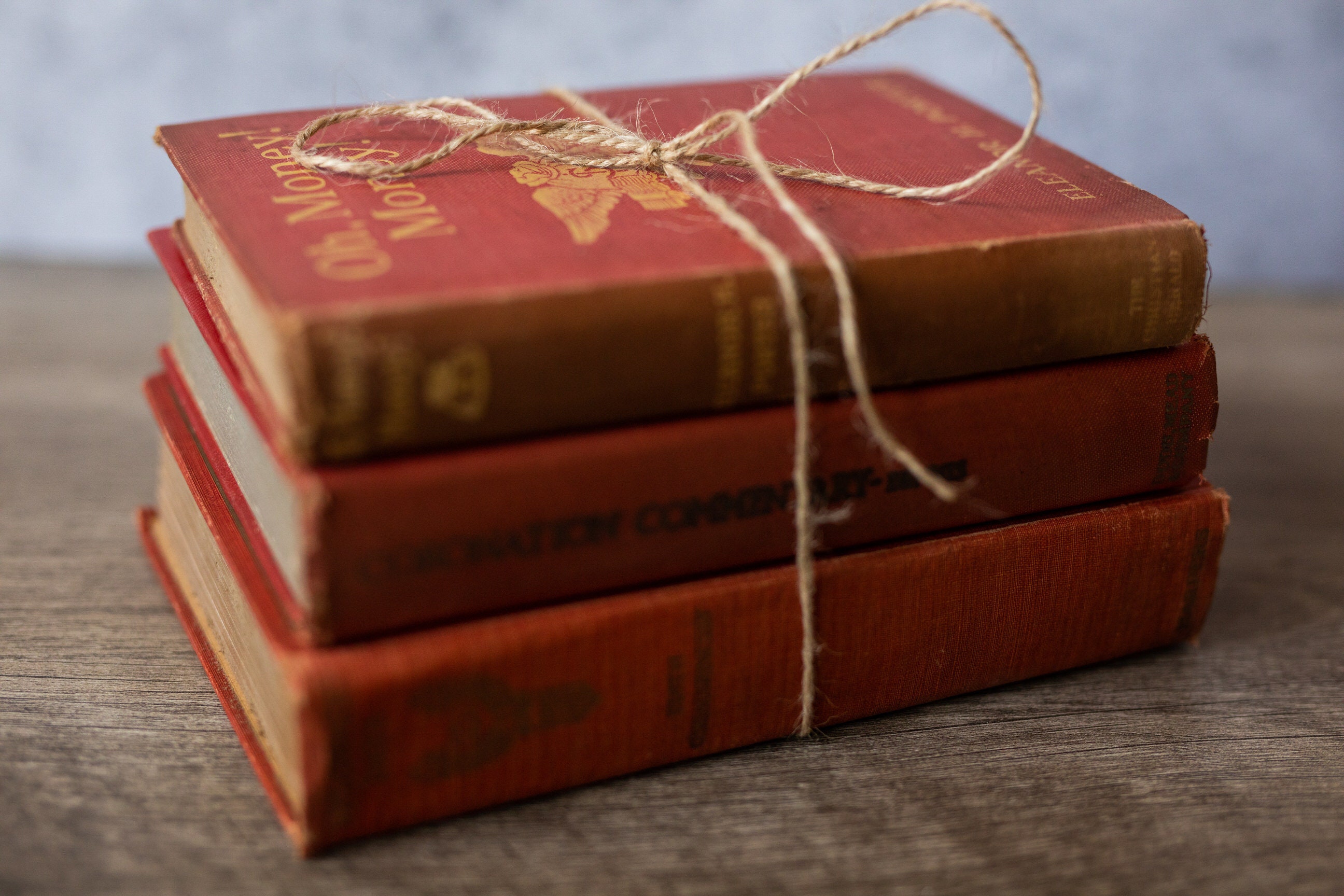 Vintage Antique Book Set Stack (set of 3) Red | Rustic Home Decor ...